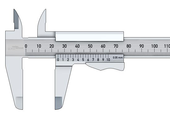 Messchieber-Grafik zur genauen Erklärung der Nonius-Ablesung-